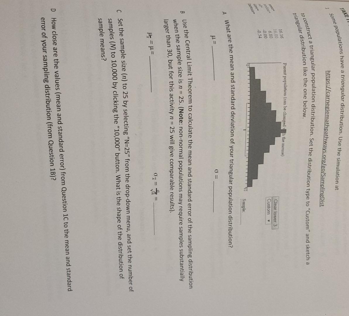 Solved TAKE Some populations have a triangular distribution. | Chegg.com