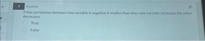 Solved 8 points. If the correlation between two variable is | Chegg.com