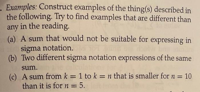 Solved Examples: Construct examples of the thing(s) | Chegg.com