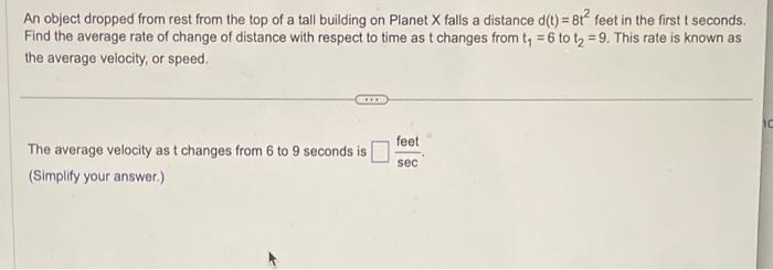Solved An Object Dropped From Rest From The Top Of A Tall