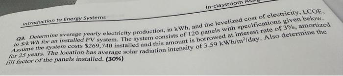 Solved introduction to Energy Systems Q3. Determine average | Chegg.com