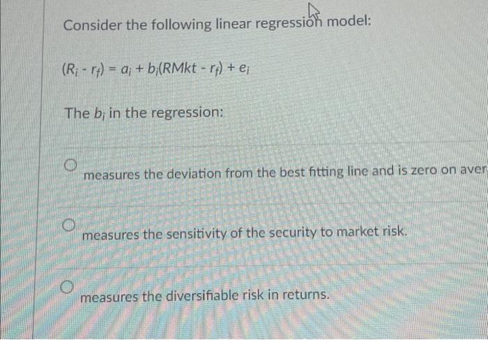 Solved Consider the following linear regression model: (R; - | Chegg.com