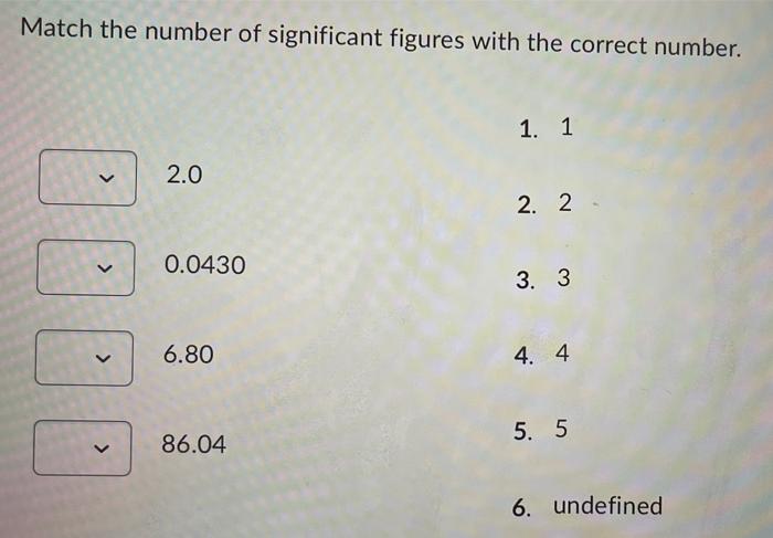 Solved Match the number of significant figures with the | Chegg.com