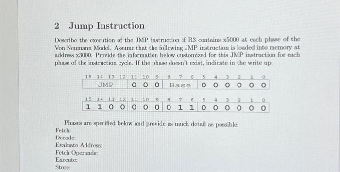 Solved 2 Jump Instruction Describe the execution of the JMP | Chegg.com