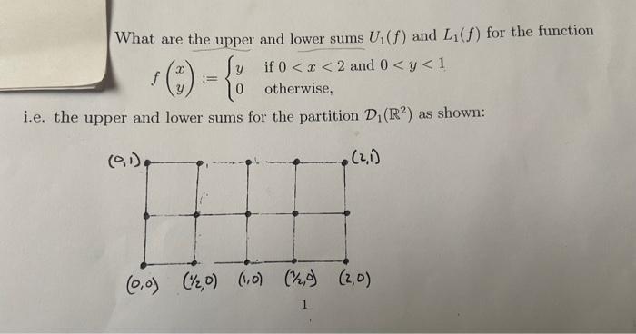 Solved What are the upper and lower sums U1(f) and L1(f) for | Chegg.com