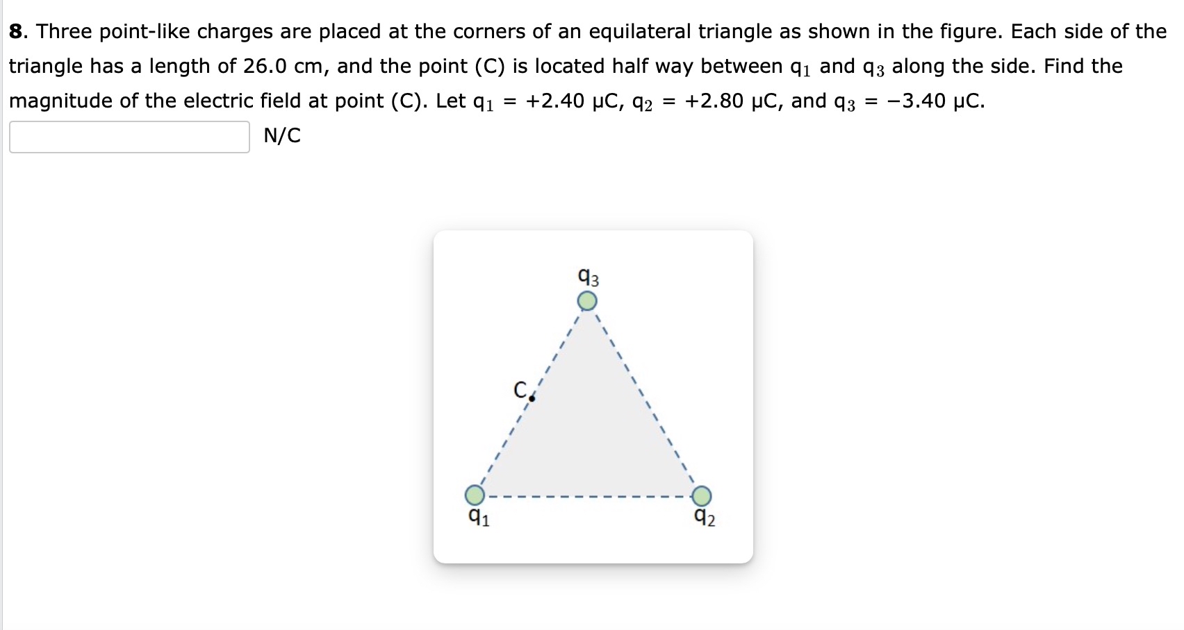 Solved Three point-like charges are placed at the corners of | Chegg.com