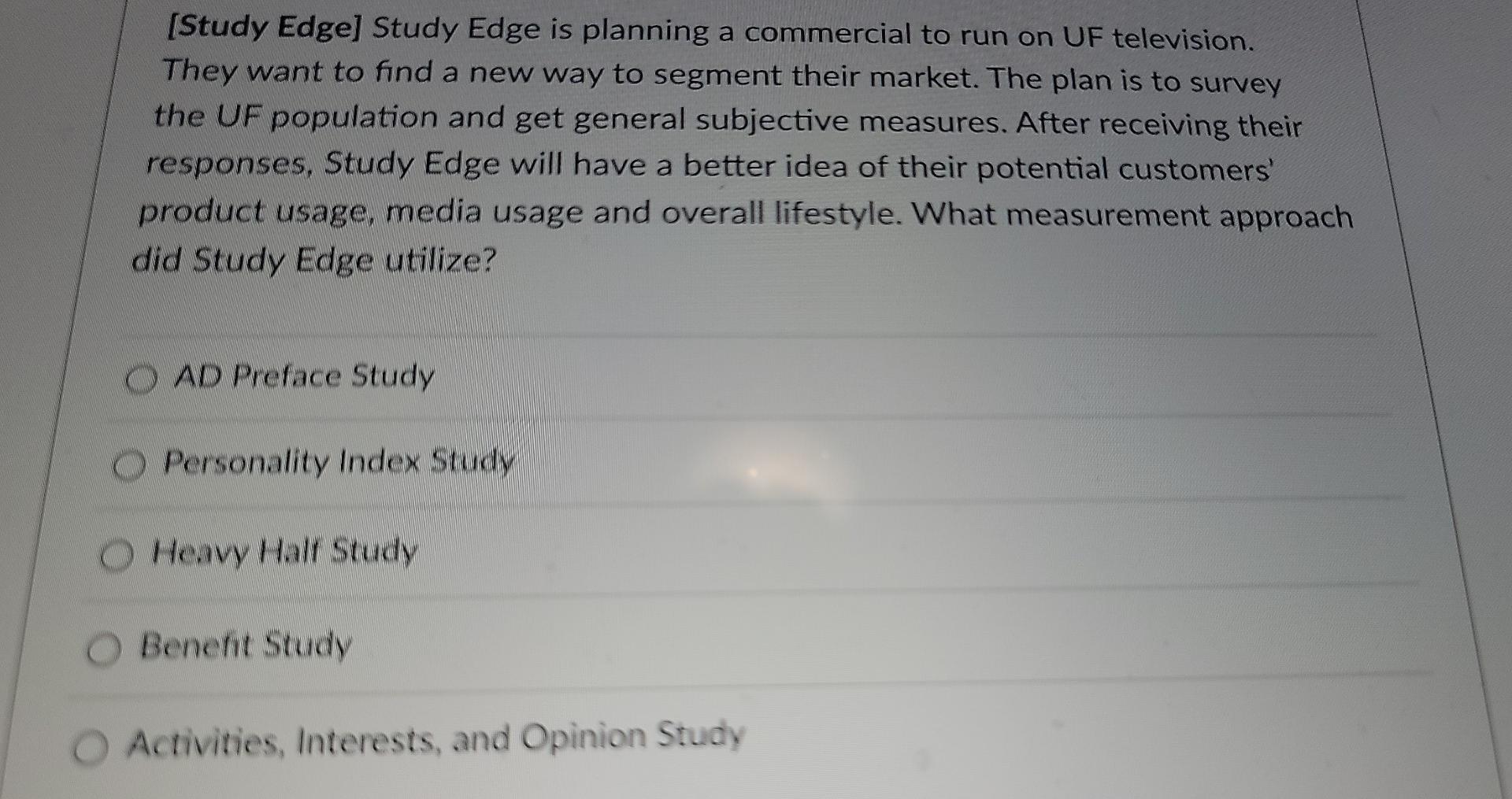 Solved (Study Edge] Study Edge is planning a commercial to | Chegg.com