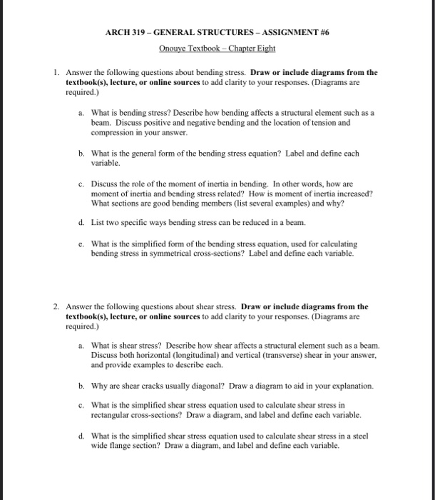 Solved ARCH 319 - GENERAL STRUCTURES - ASSIGNMENT #6 Onouye | Chegg.com