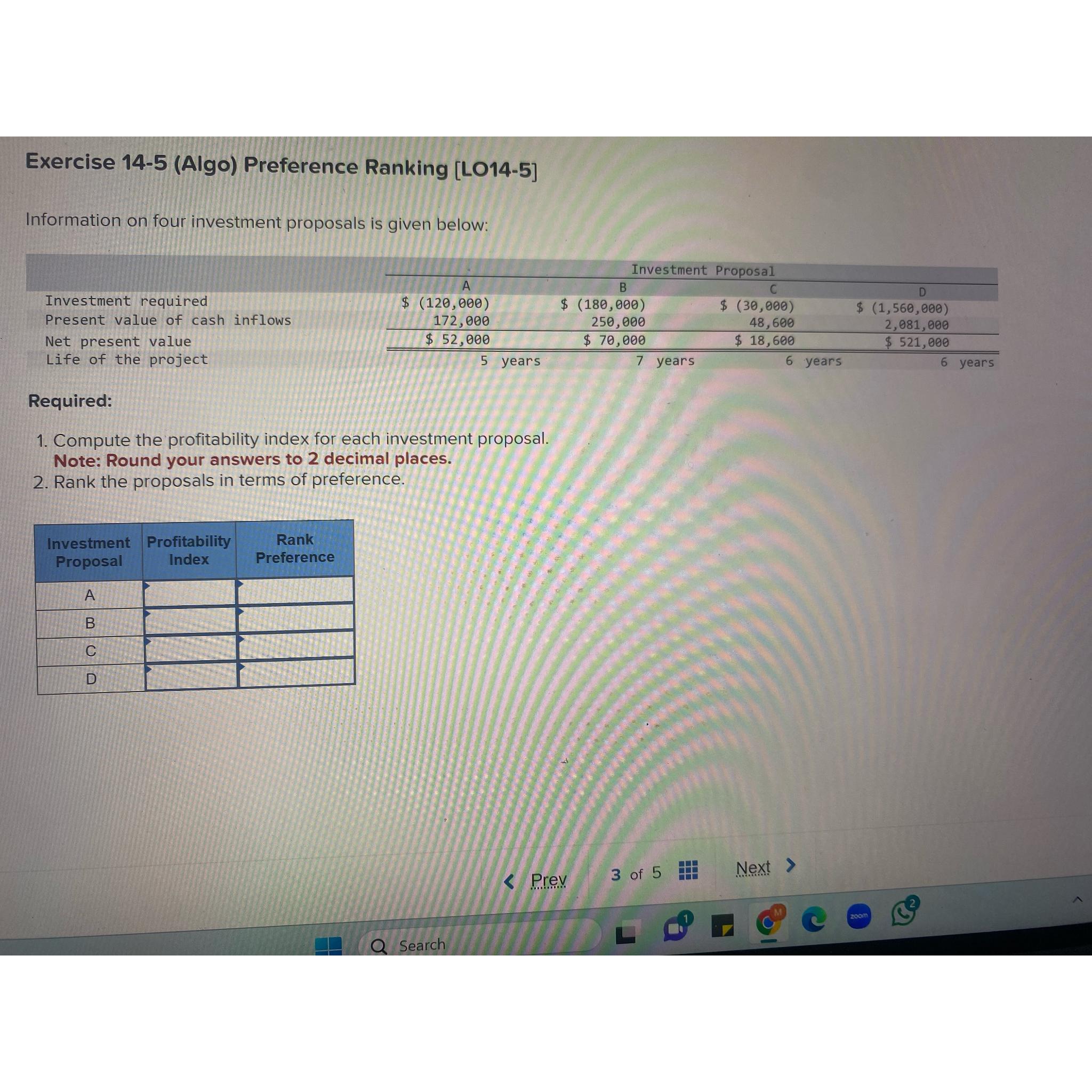 Solved Exercise 14-5 (Algo) ﻿Preference Ranking | Chegg.com