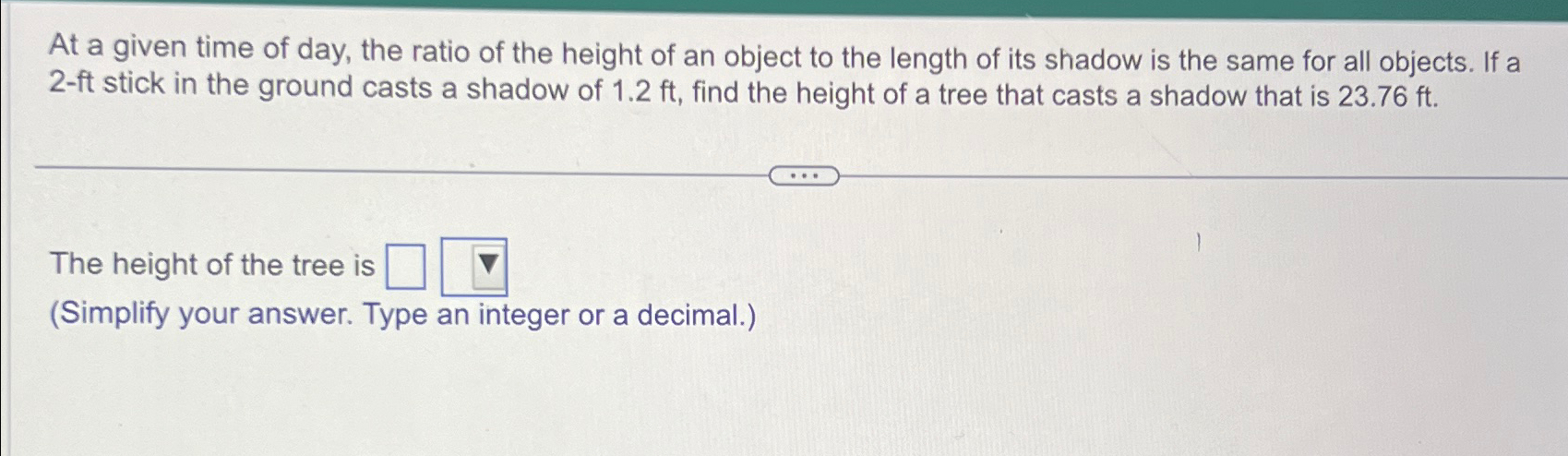 Solved At a given time of day, the ratio of the height of an | Chegg.com