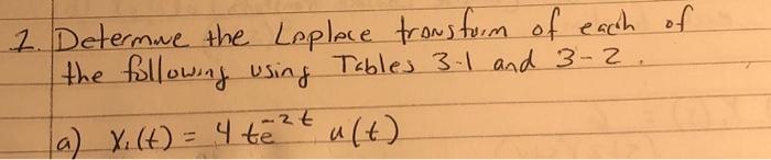 Solved 1. Determine the Laplace transform of each of the | Chegg.com