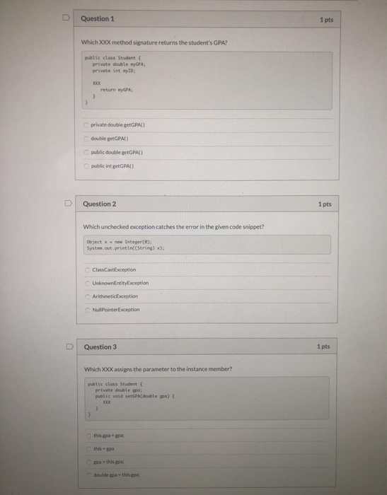 Solved Question 1 Which XXX method signature returns the | Chegg.com
