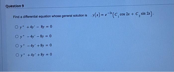 Solved Find a differential equation whose general solution | Chegg.com