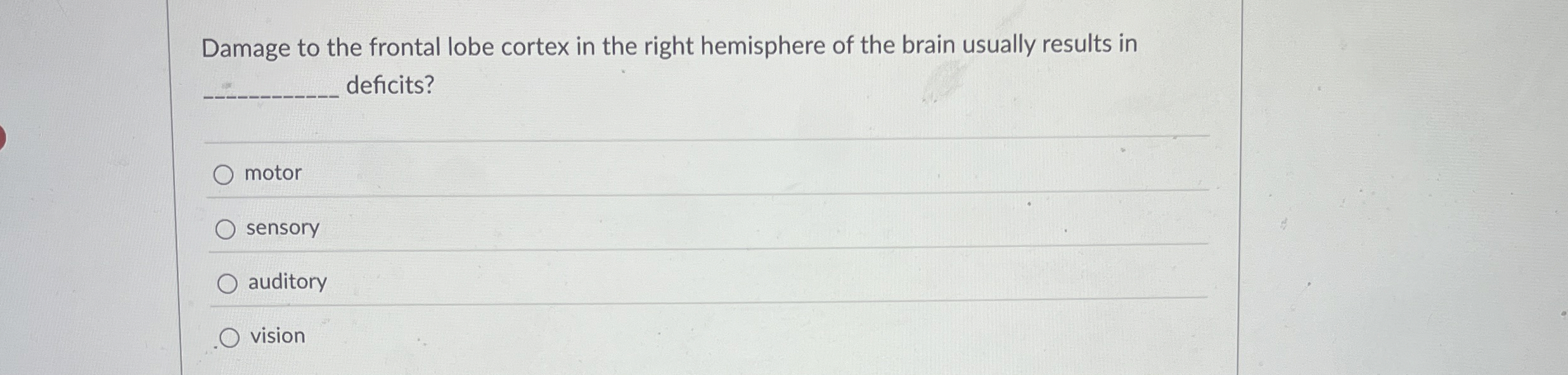 Solved Damage to the frontal lobe cortex in the right | Chegg.com