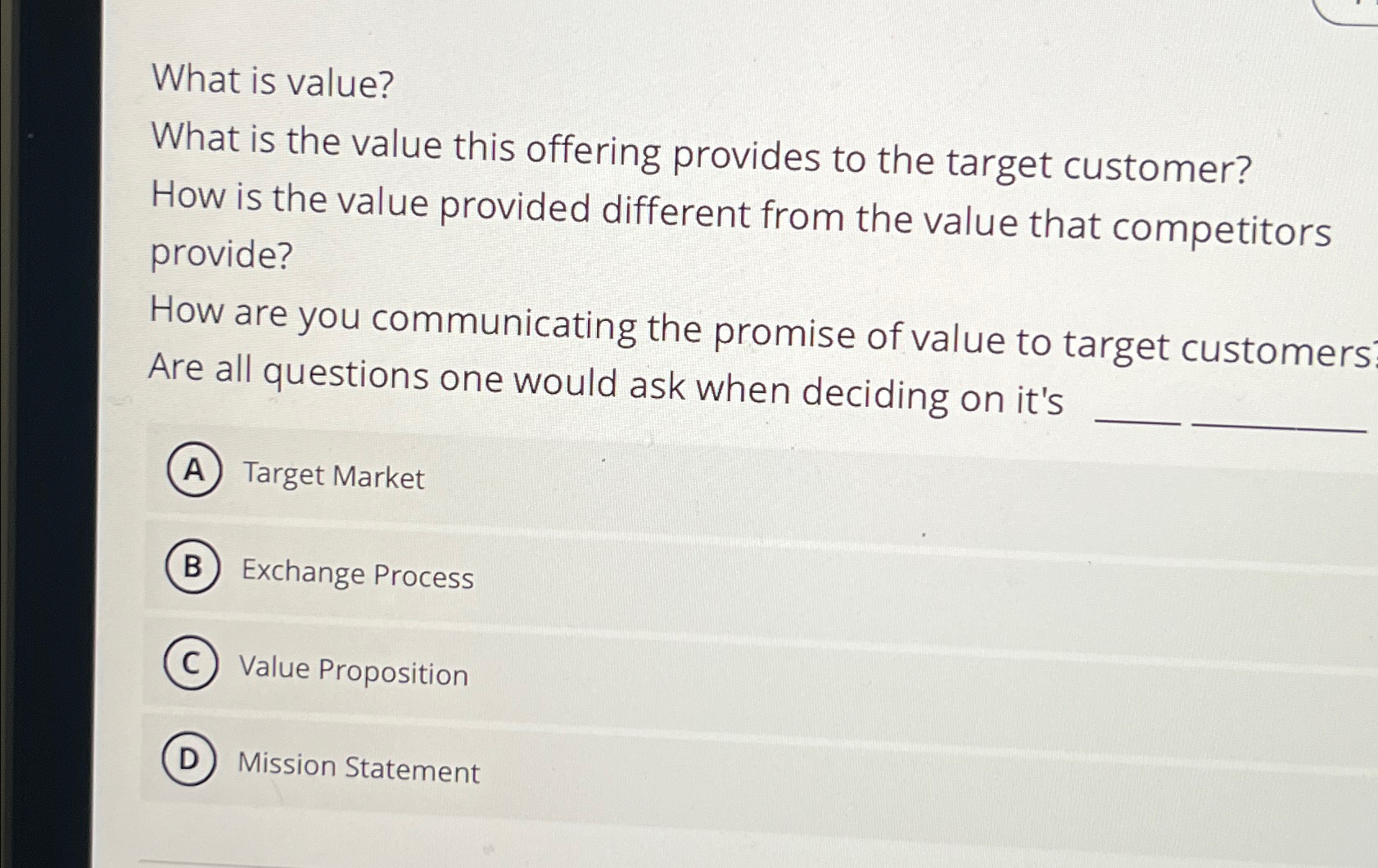 Solved What is value?What is the value this offering | Chegg.com
