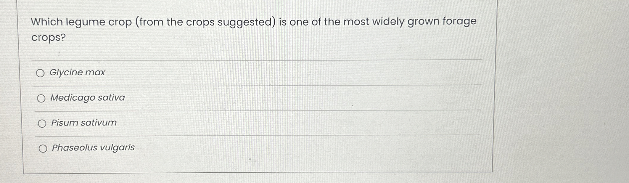 Solved Which legume crop (from the crops suggested) ﻿is one | Chegg.com