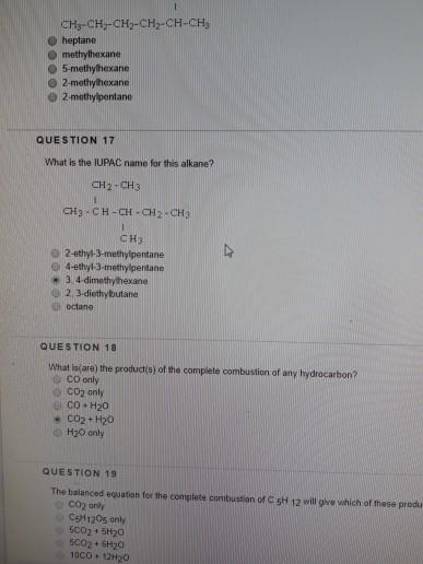 Solved CH3-CH-CH2-CH2-CH-CH3 heptane methylhexane | Chegg.com