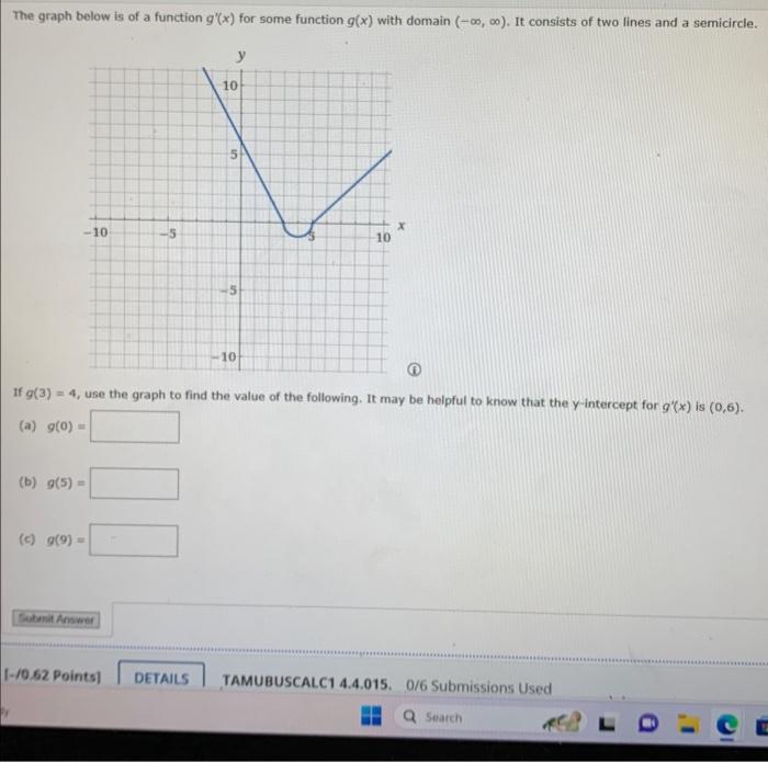 Solved The graph below is of a function g′(x) for some | Chegg.com