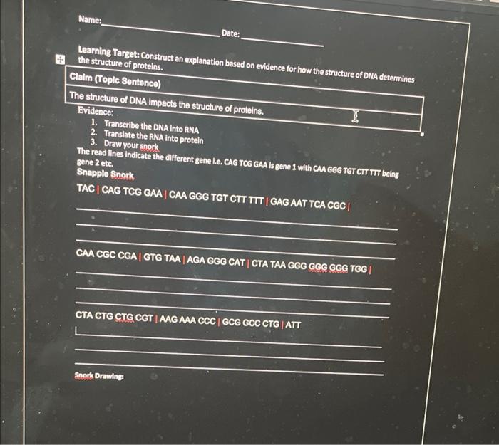 Solved Name: Date: Learning Target: Construct an explanation | Chegg.com