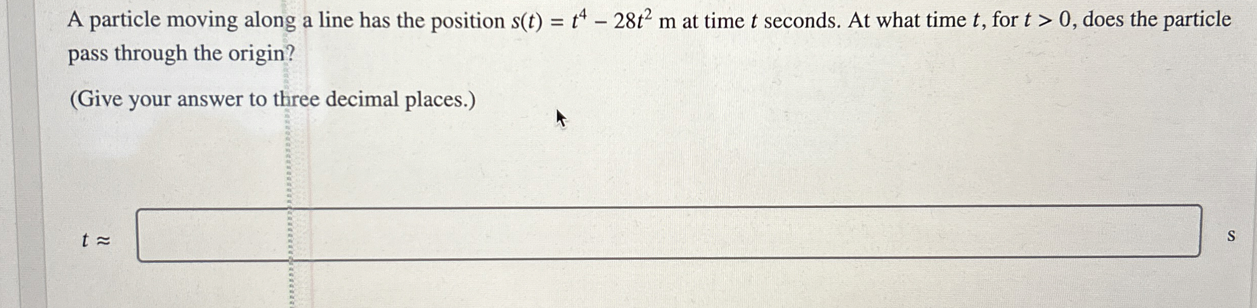 Solved A particle moving along a line has the position | Chegg.com