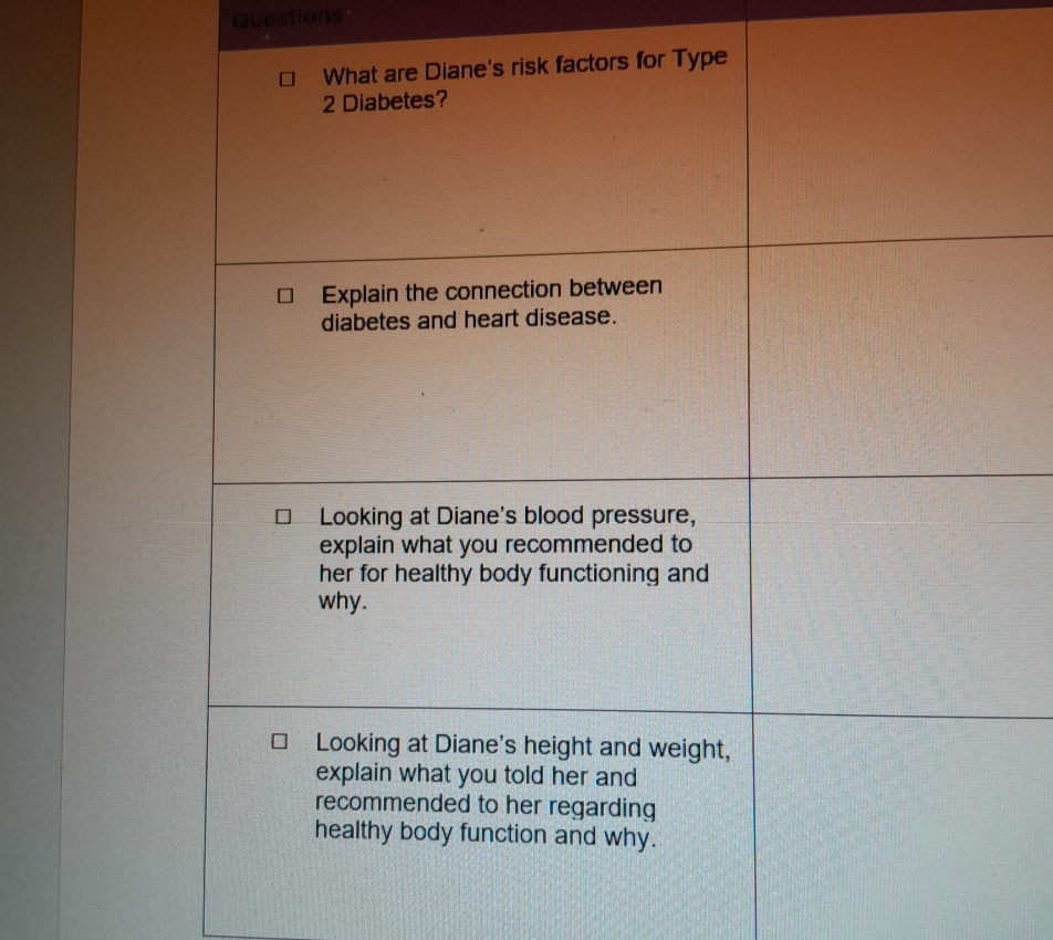Solved What are Diane's risk factors for Type 2 | Chegg.com