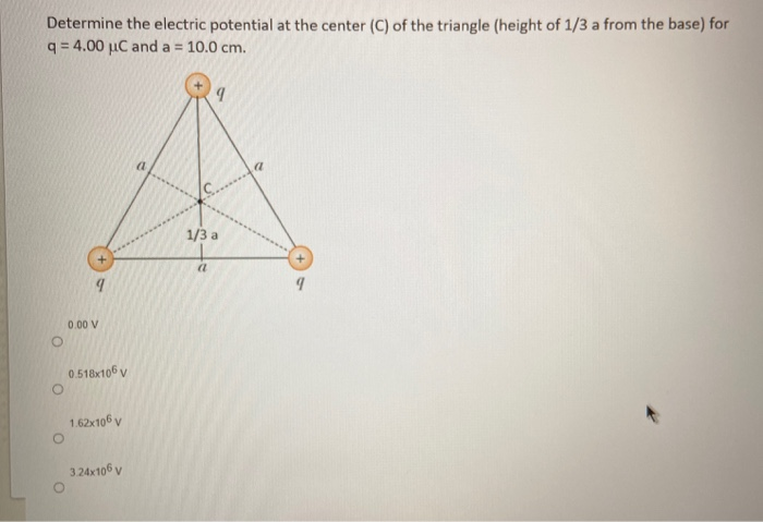 Solved Determine the electric potential at the center (C) of | Chegg.com