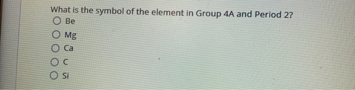 Solved What is the symbol of the element in Group 4A and | Chegg.com