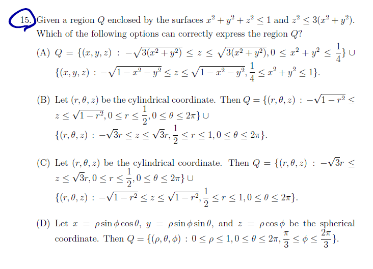 Solved Given a region Q ﻿enclosed by ﻿the surfaces | Chegg.com