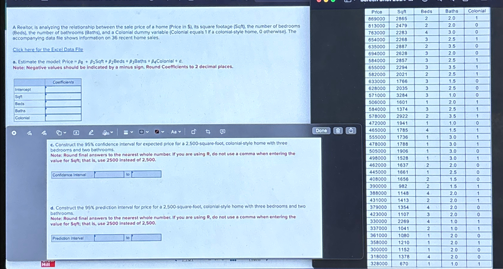 Solved A Realtor, is analyzing the relationship between the | Chegg.com