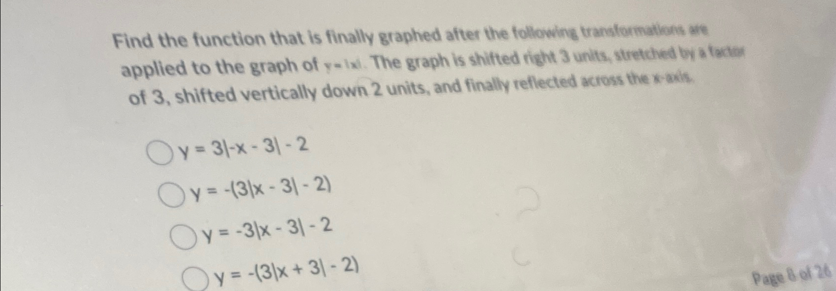 Solved Find the function that is finally graphed after the | Chegg.com