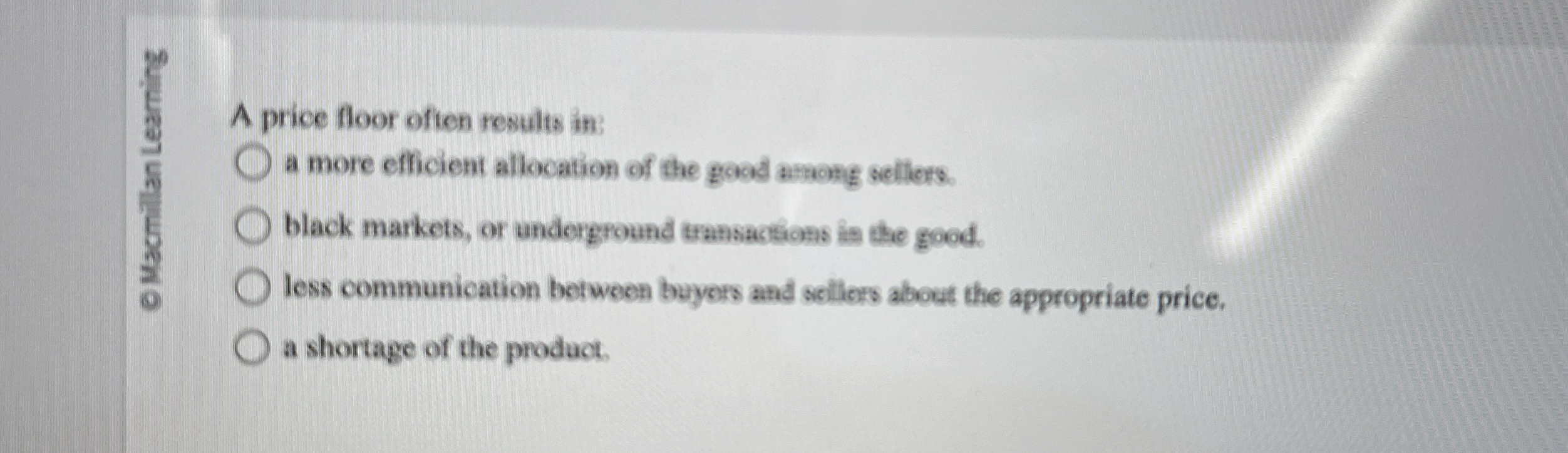 Solved A price floor of en results in:a more efficient | Chegg.com
