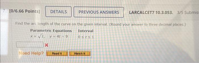 Solved Find the arc length of the curve on the given | Chegg.com