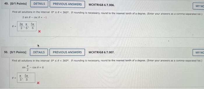 Solved Find all solutions in the interval 0∘≤θ
