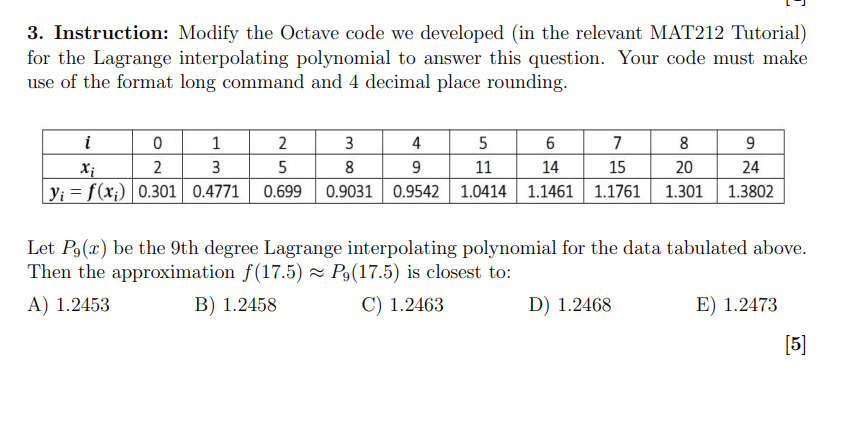 Instruction Modify The Octave Code We Developed In 