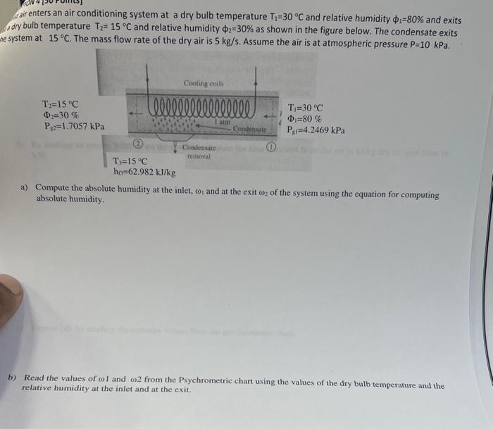 Solved Gair enters an air conditioning system at a dry bulb | Chegg.com