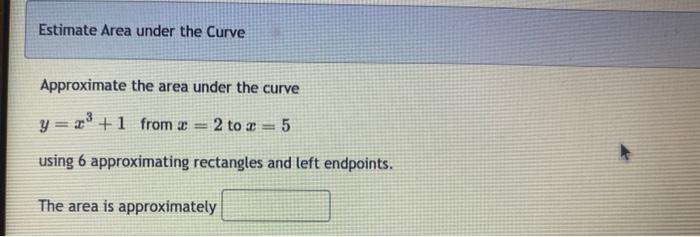 Solved Estimate Area under the Curve Approximate the area | Chegg.com