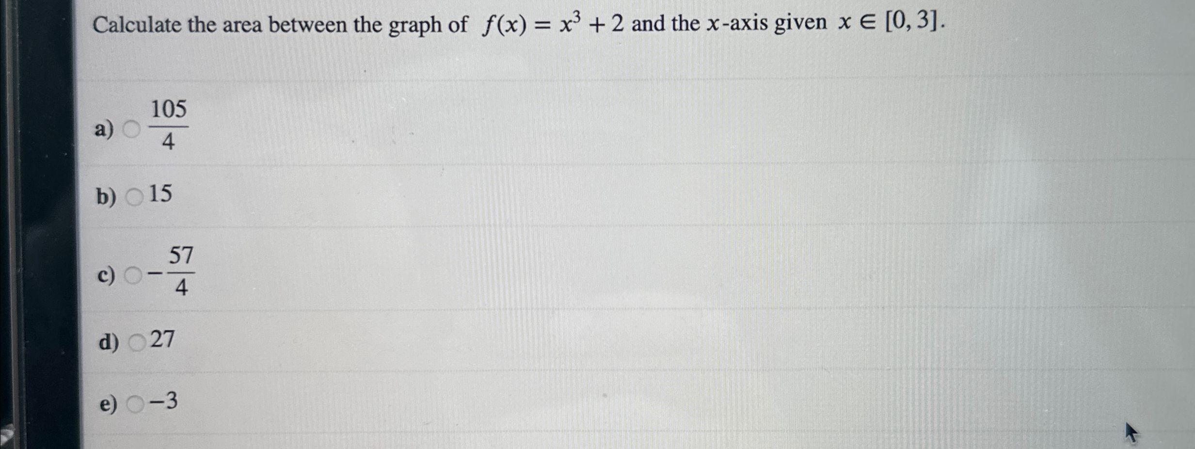 Solved Calculate the area between the graph of f(x)=x3+2 | Chegg.com