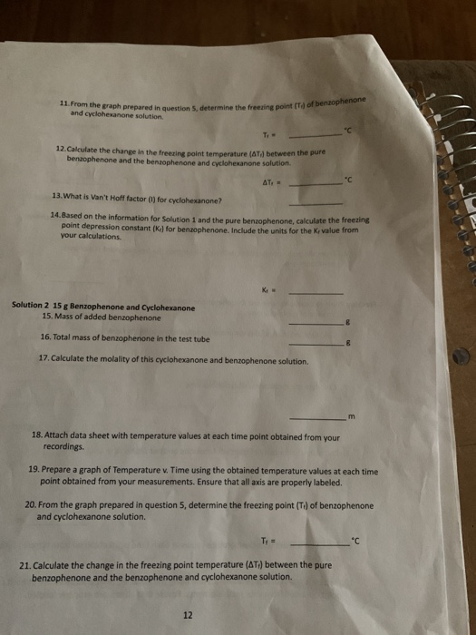 Name Lab Section: Date Experiment il: Colligative | Chegg.com