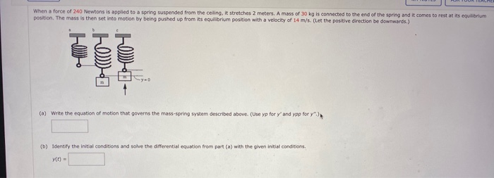 Solved When a force of 240 Newtons is applied to a spring | Chegg.com