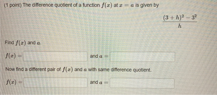 Solved (1 point) The difference quotient of a function f(x) | Chegg.com