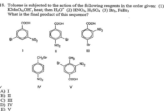 Solved Toluene is subjected to the action of the following | Chegg.com