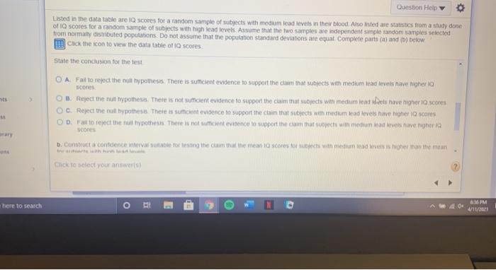 Solved Listed in the datatable are 10 scores for a random | Chegg.com