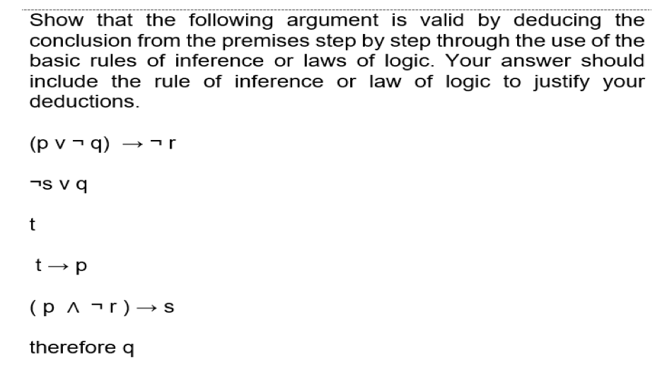 Solved Show that the following argument is valid by deducing | Chegg.com