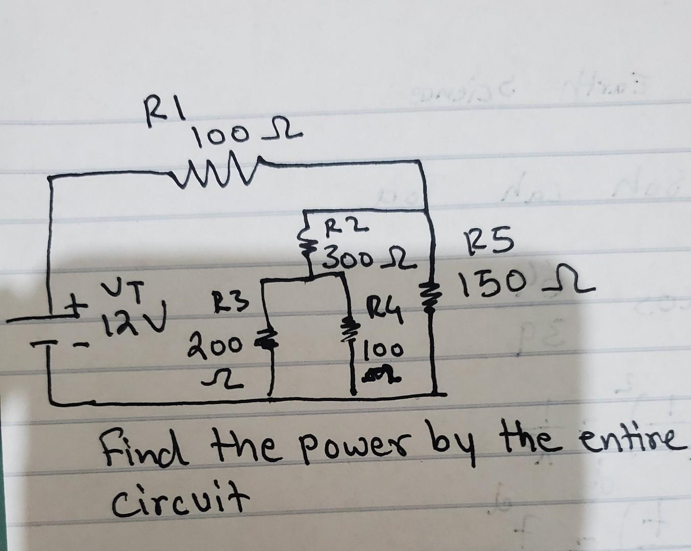 Solved Find the power by the entire circuit | Chegg.com