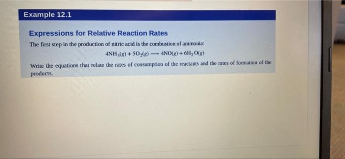 Solved Example 12.1 Expressions for Relative Reaction Rates | Chegg.com