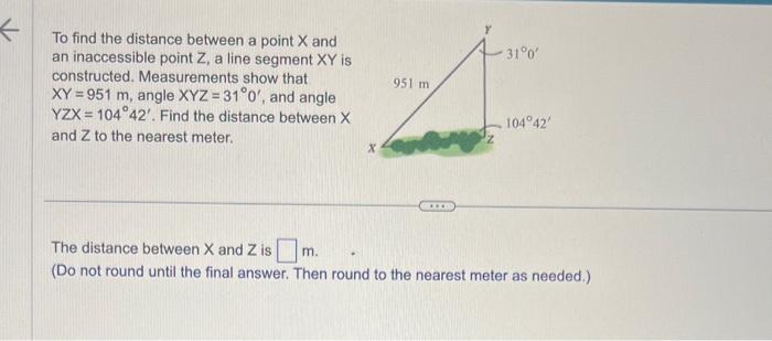 Solved To find the distance between a point X and an | Chegg.com