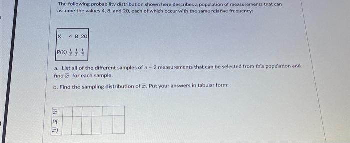 Solved The following probability distribution shown here | Chegg.com
