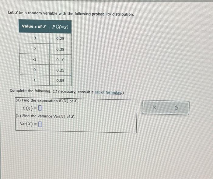 Solved Let X be a random variable with the following | Chegg.com