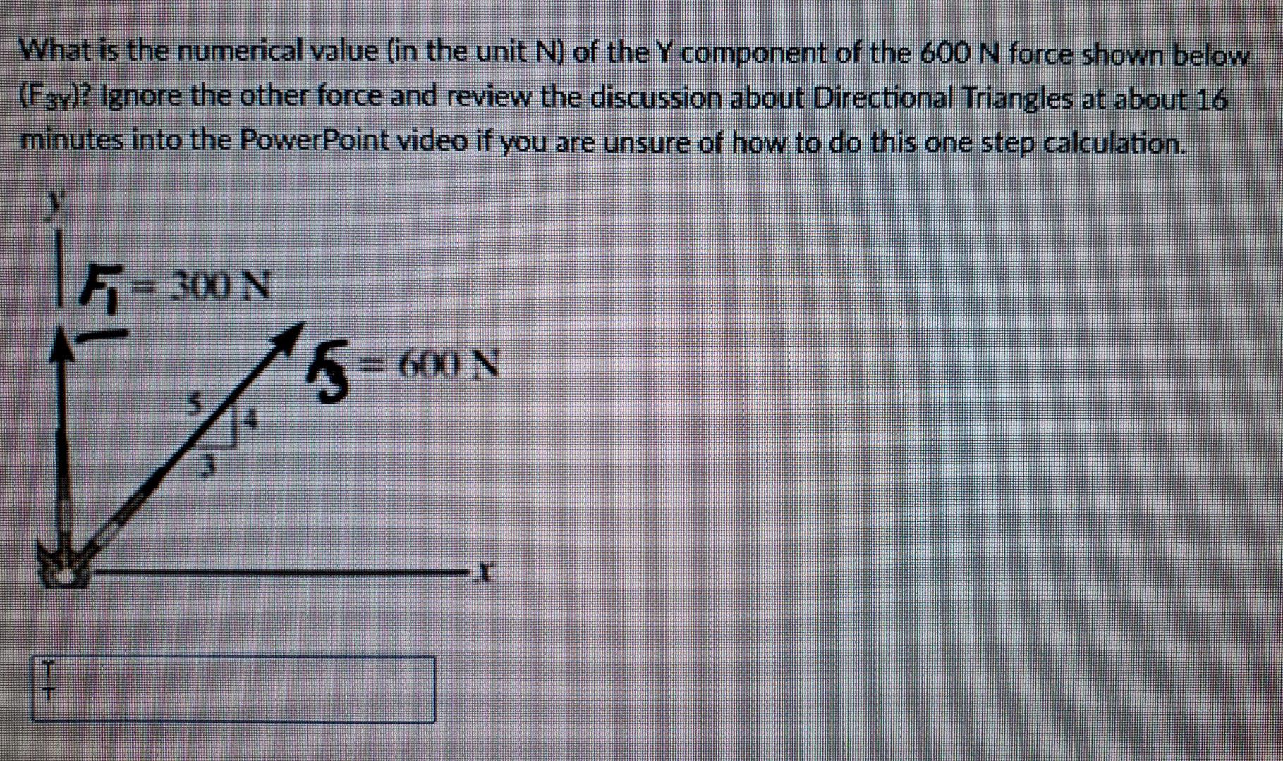 Solved What is the numerical value (in the unit N) of the Y | Chegg.com