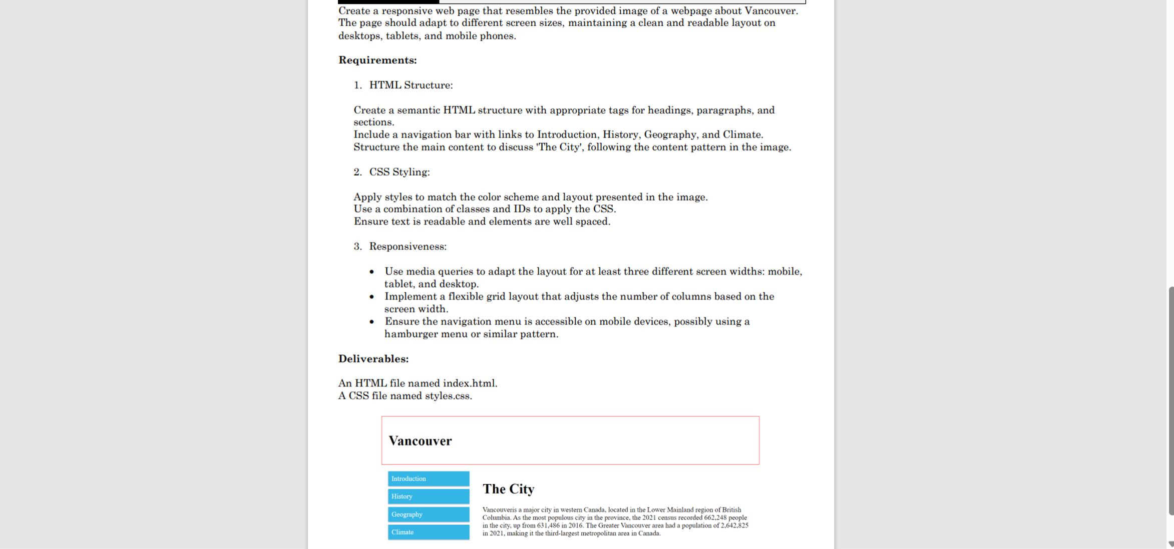 Solved Create a responsive web page that resembles the | Chegg.com